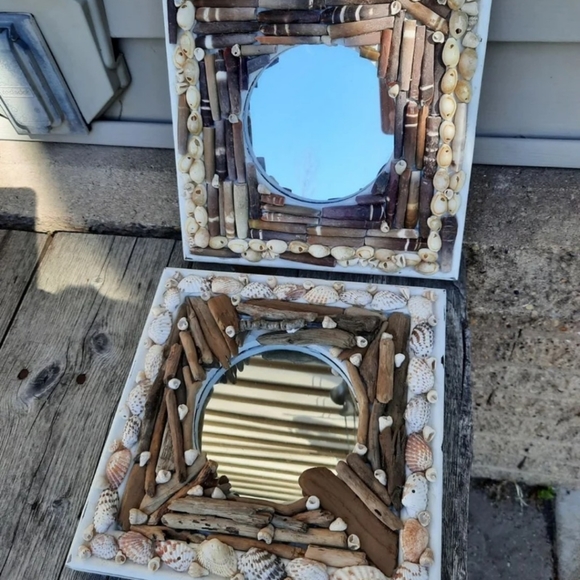 Handmade | Wall Decor | Lot 2 Beachy Mirrors Handmade Seashell ...